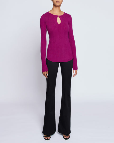 CHARLENE Ribbed Keyhole Knit Top in Merino Wool – Santorelli