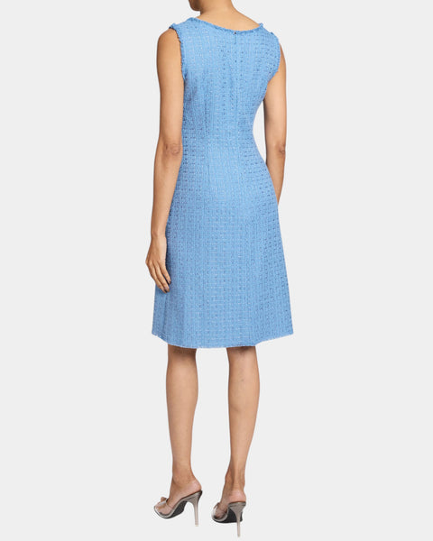 CHIYO Sleeveless A-Line Dress with Fringed Seams in Luxury Tweed ...