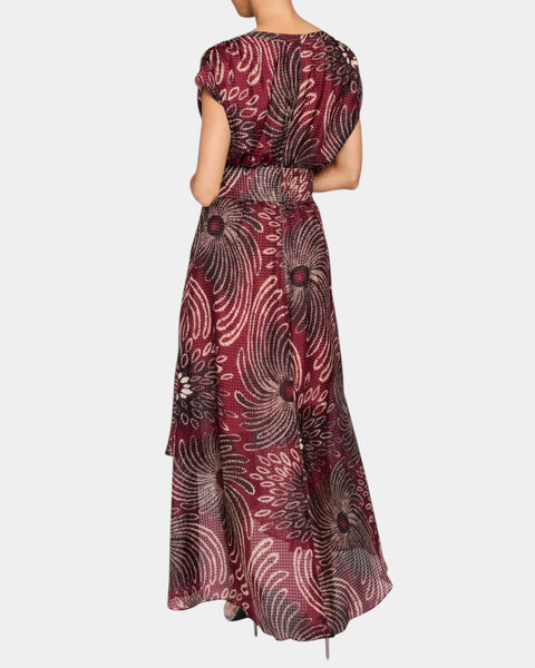 FALLON Midi Hi-Lo Dress in Silk Modern Gingham Floral Print – Santorelli