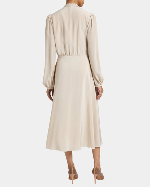 JENN Silk Midi Dress with Drop Neck Tie – Santorelli