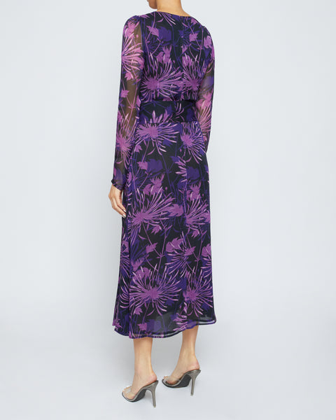 PIPER Cowl Neck Dress in Abstract Floral Crinkled Georgette – Santorelli